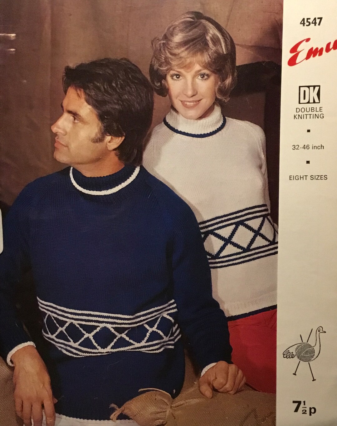Emu His and Her Sweater Knitting Pattern No.4547 | to Fit Bust/chest 32 ...