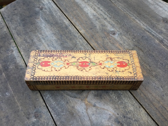 Vintage Wooden Pencil Box