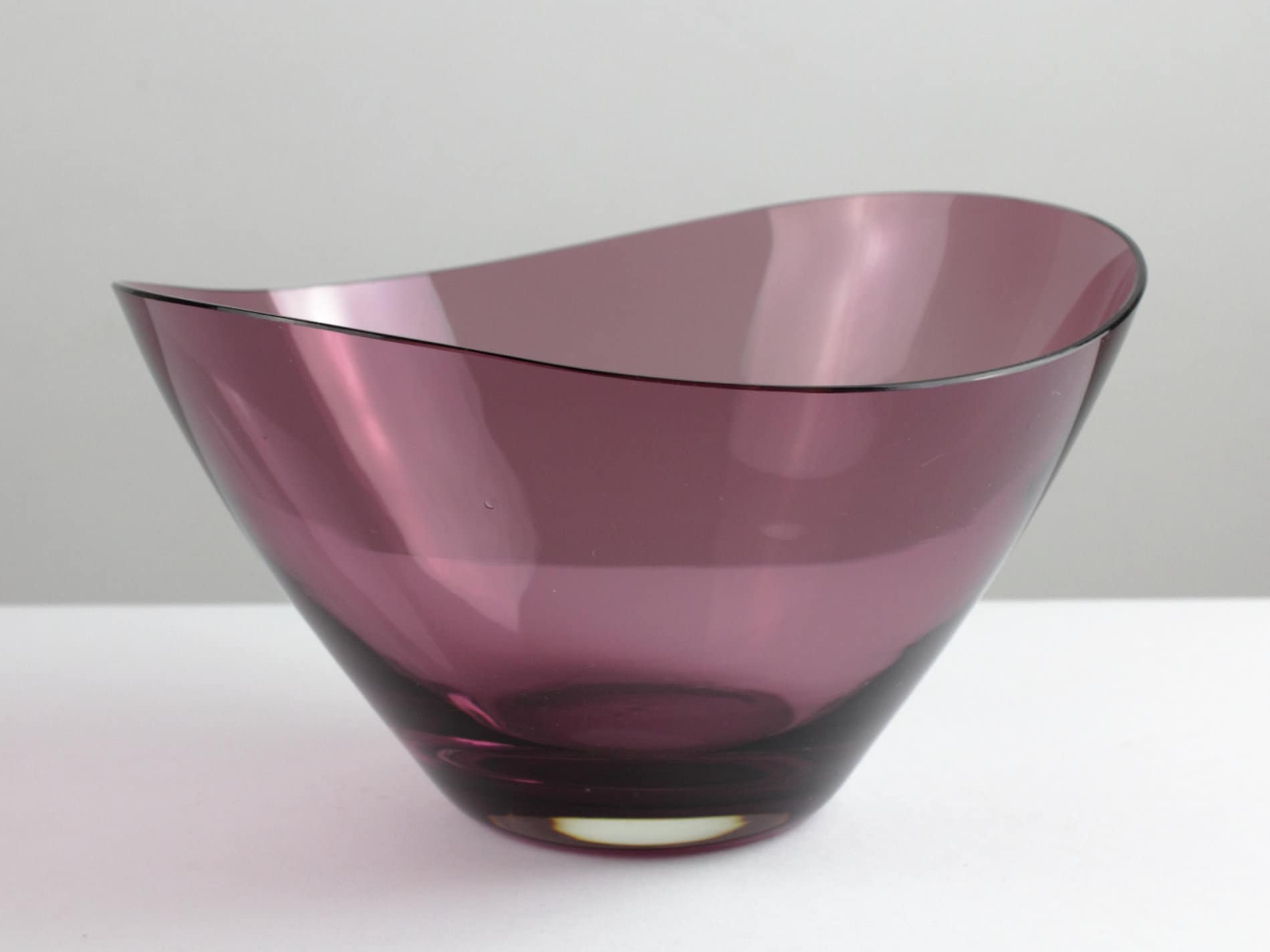 WMF Purple Crystal Glass Bowl, Asymmetric Shape, 50s, West Germany, Mid ...