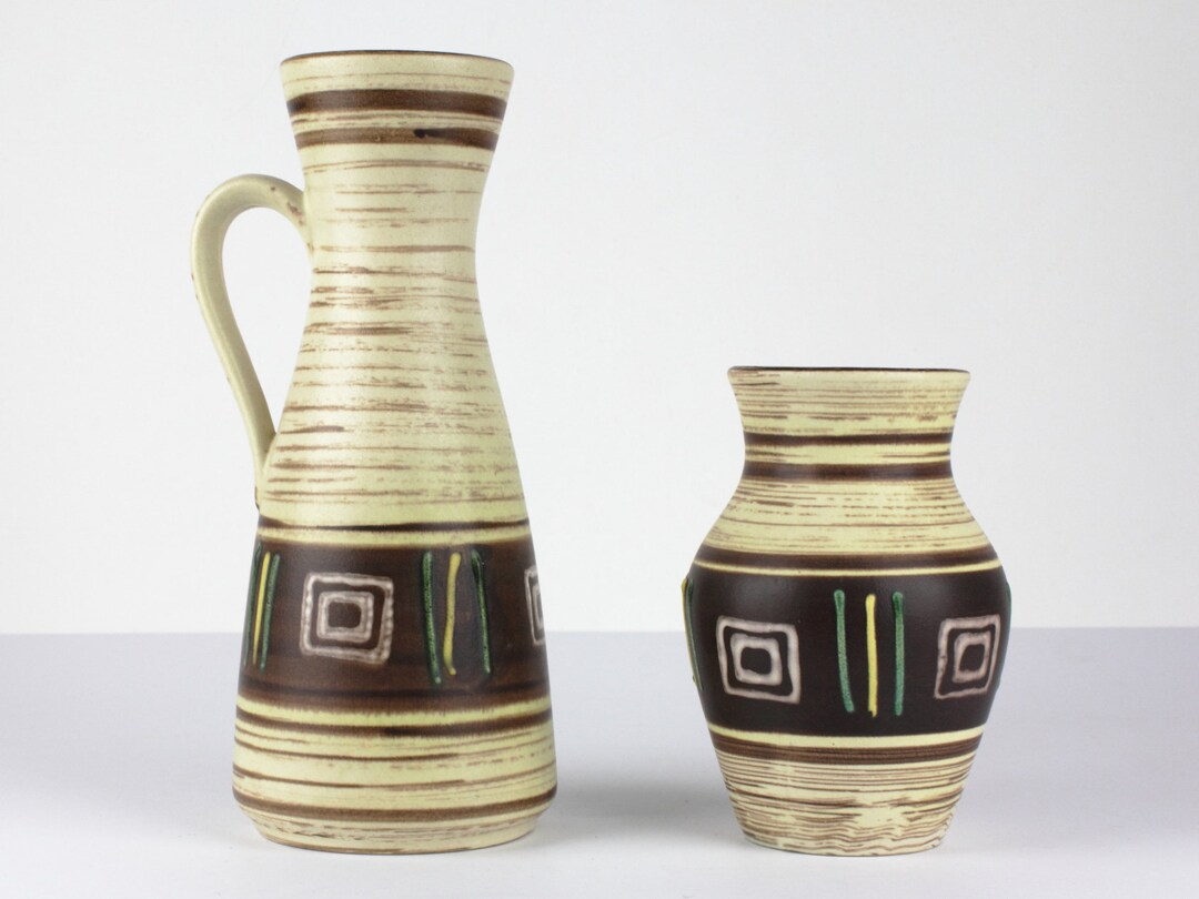 Pair of Vintage Ceramic Vases by Jasba, 50s Ceramic Vases, German ...