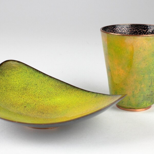 Enamel Mid Century Copper Plate - Etsy