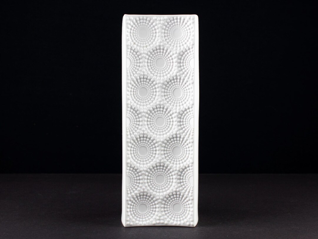 Kaiser White Porcelain Vase, 70s White Op Art Porcelain, West Germany ...
