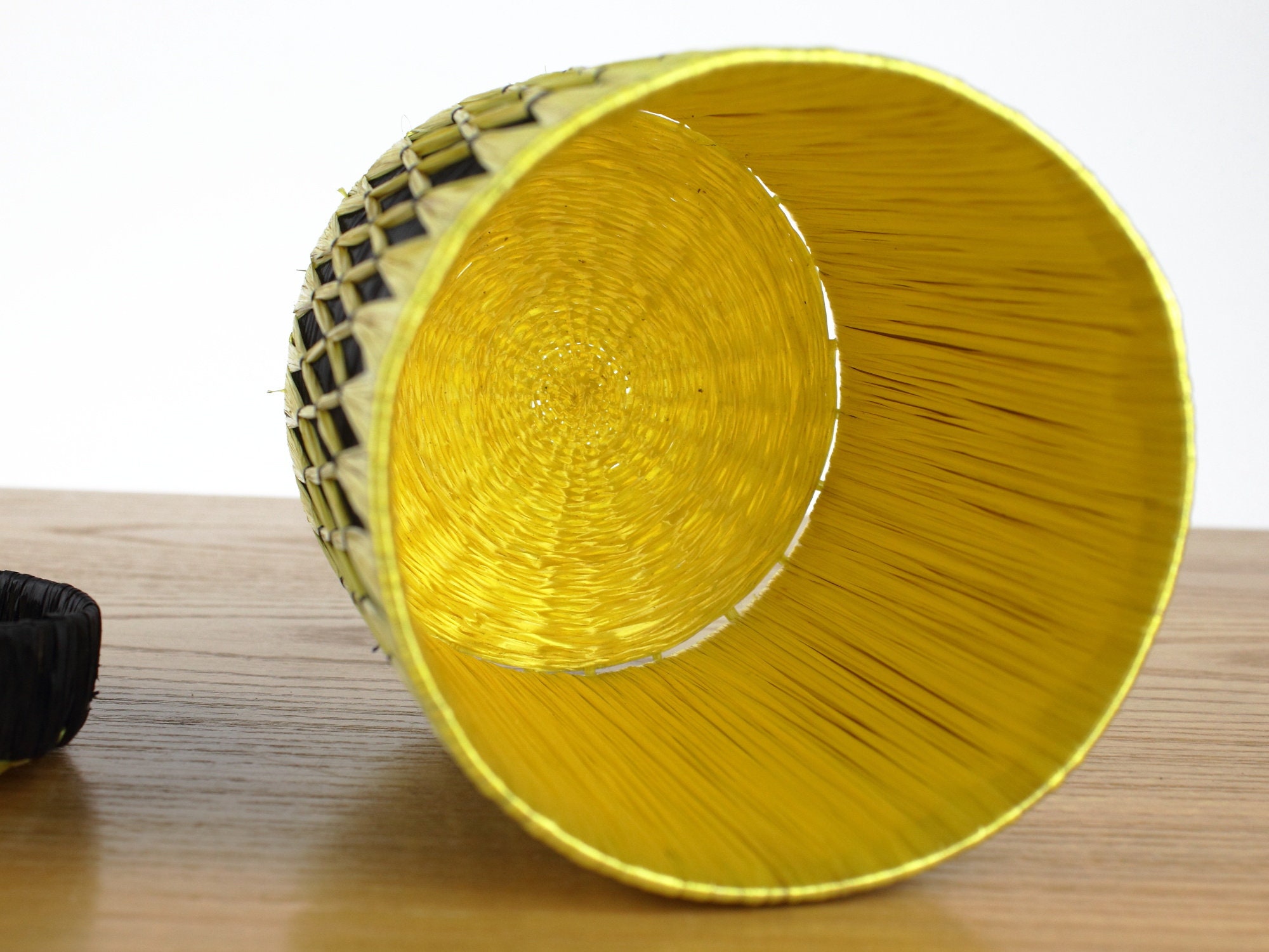 Raffia Box, Yellow Black Can With Lid, 60s 70s, East German Arts and ...