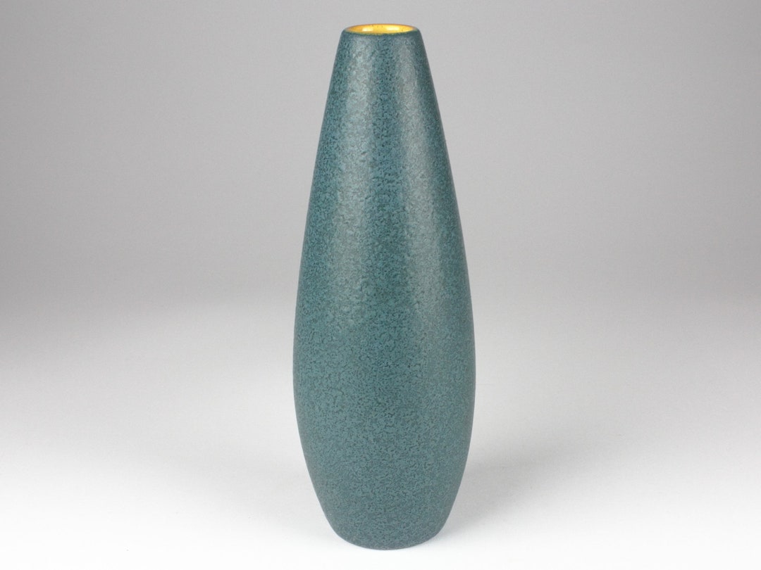 Tall Matt Blue Ceramic Vase by Marzi & Remi, 60s, West German Pottery, Mid Century, Mcm Blue ...