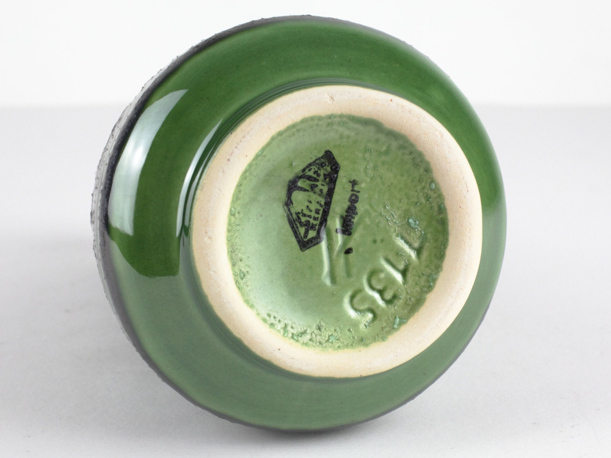 Green Black Ceramic Vase by Strehla, 70s, East German Pottery, Mid ...