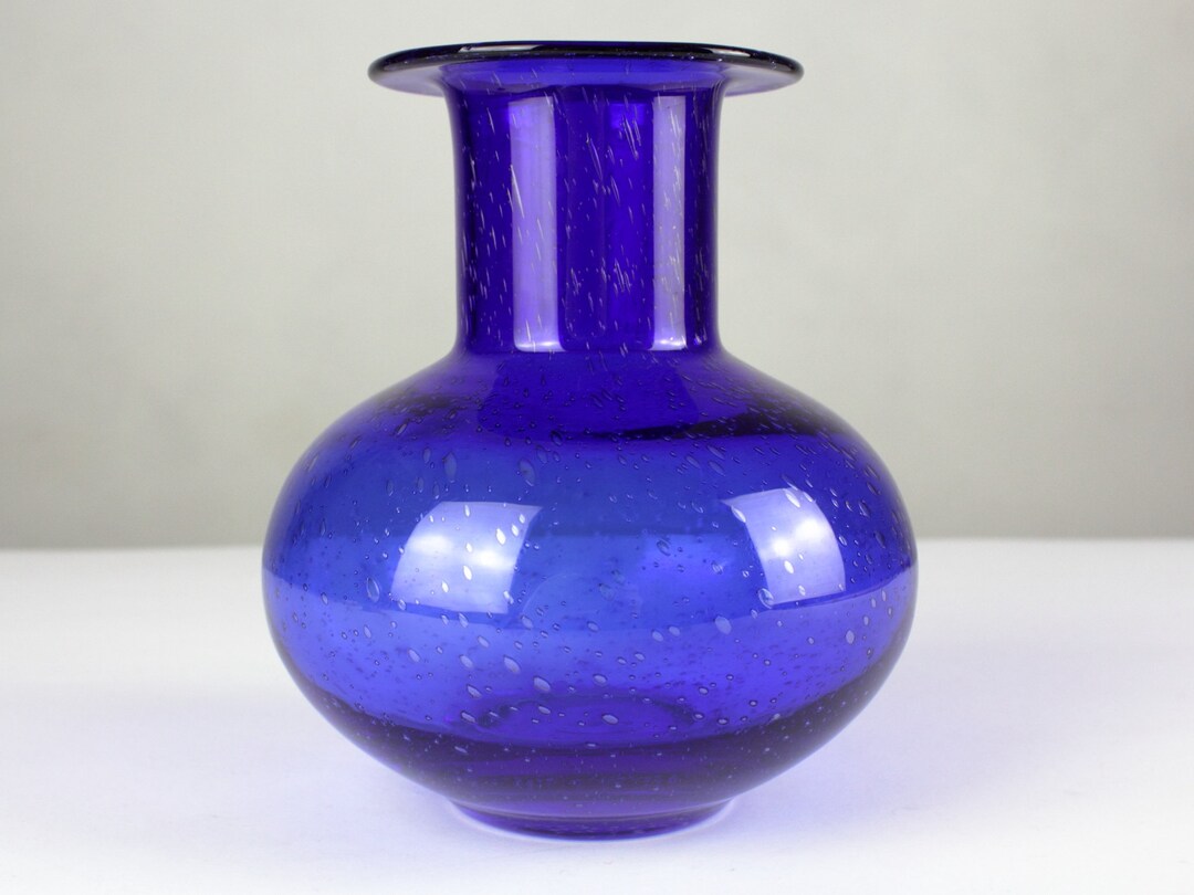 Harzkristall Blue Crystal Glass Vase 60s, East Germany, Mid Century ...
