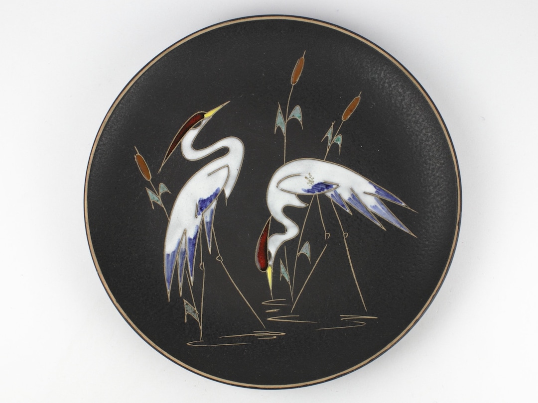 Tall Vintage Ceramic Wall Plate by Ruscha, Cranes, West German Pottery ...