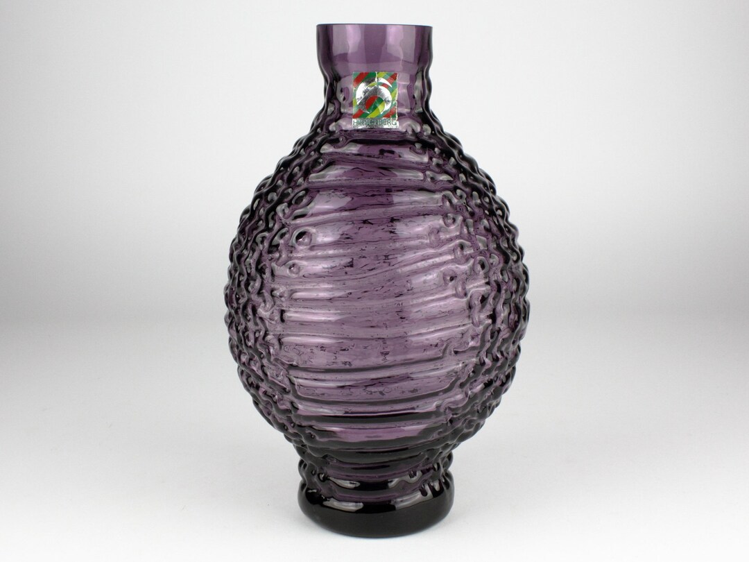 Vintage Purple Glass Vase by Hirschberg, West Germany, 70s, Mid Century ...