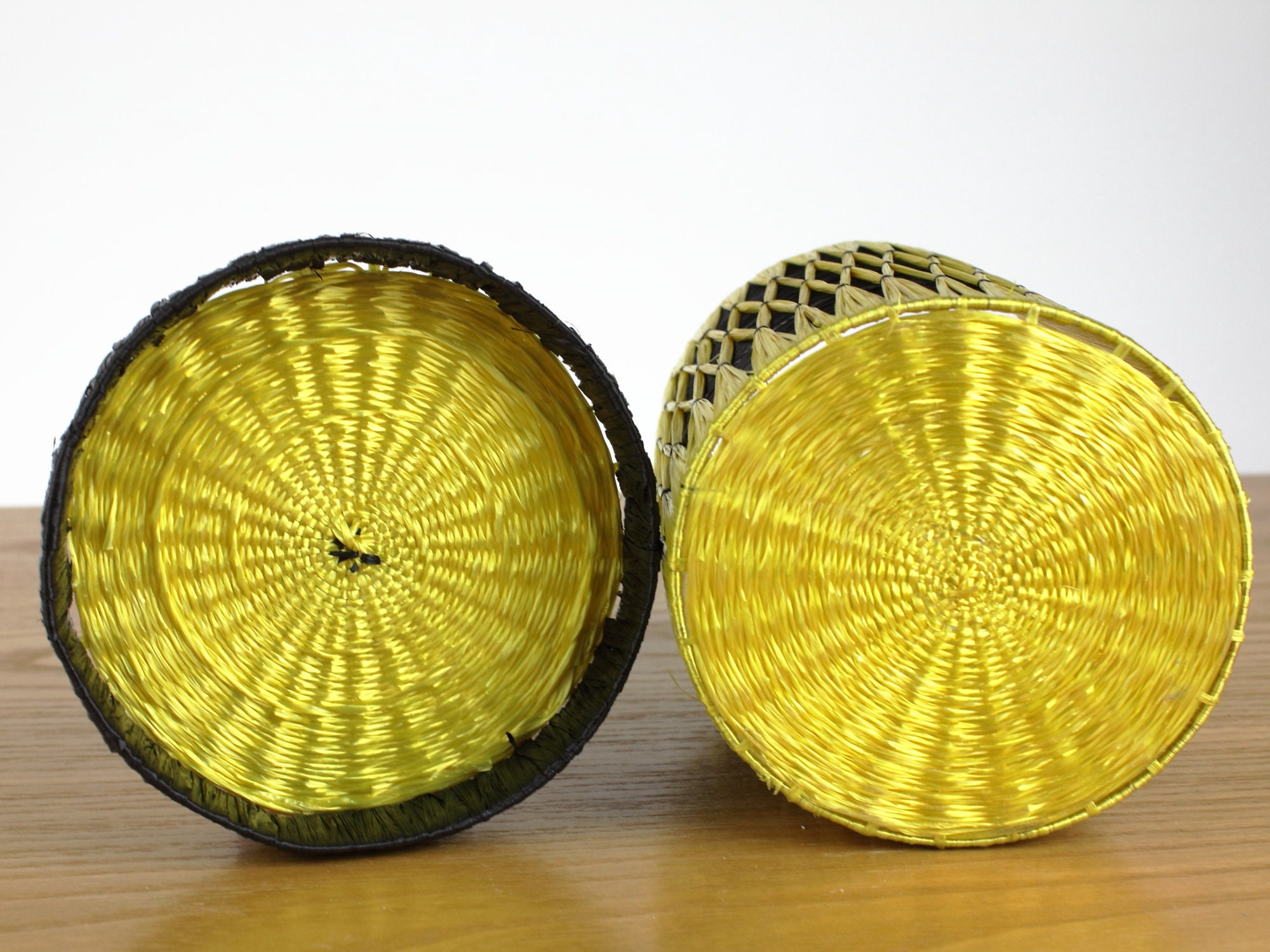 Raffia Box, Yellow Black Can With Lid, 60s 70s, East German Arts and ...