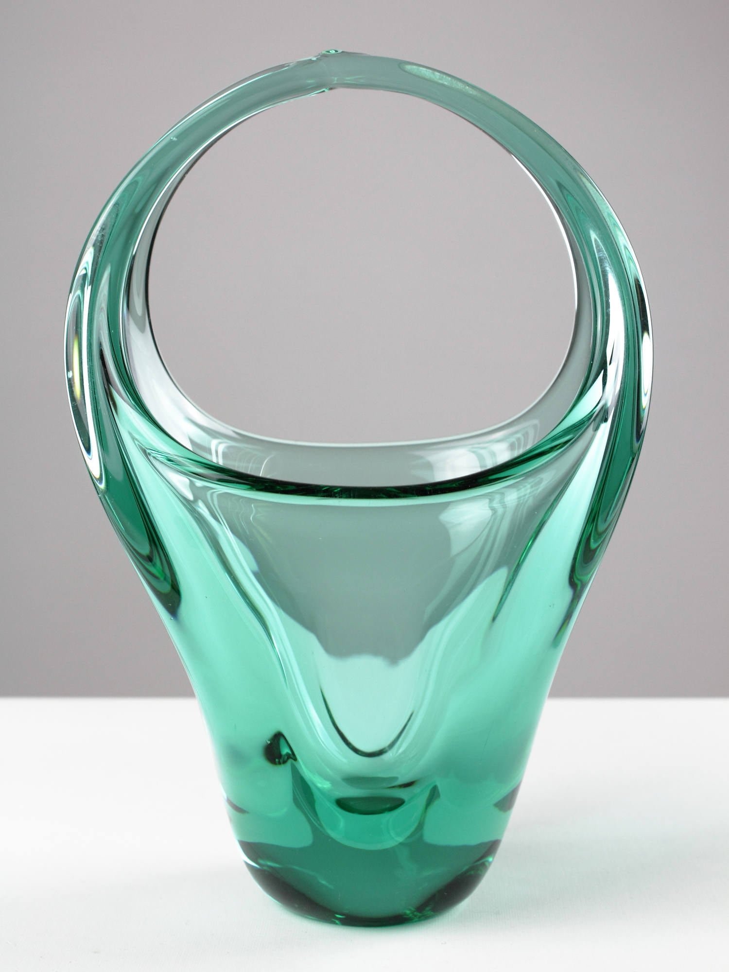 Ocean Green Vintage Crystal Glass Vase or Bowl by Bohemia, Czech Glass ...