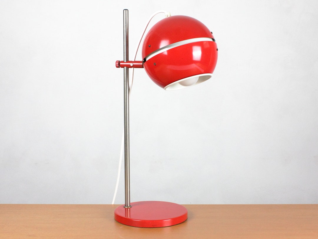 70s Red Table Lamp by AKA Elektrik, Wohnraumleuchten Berlin, Working ...