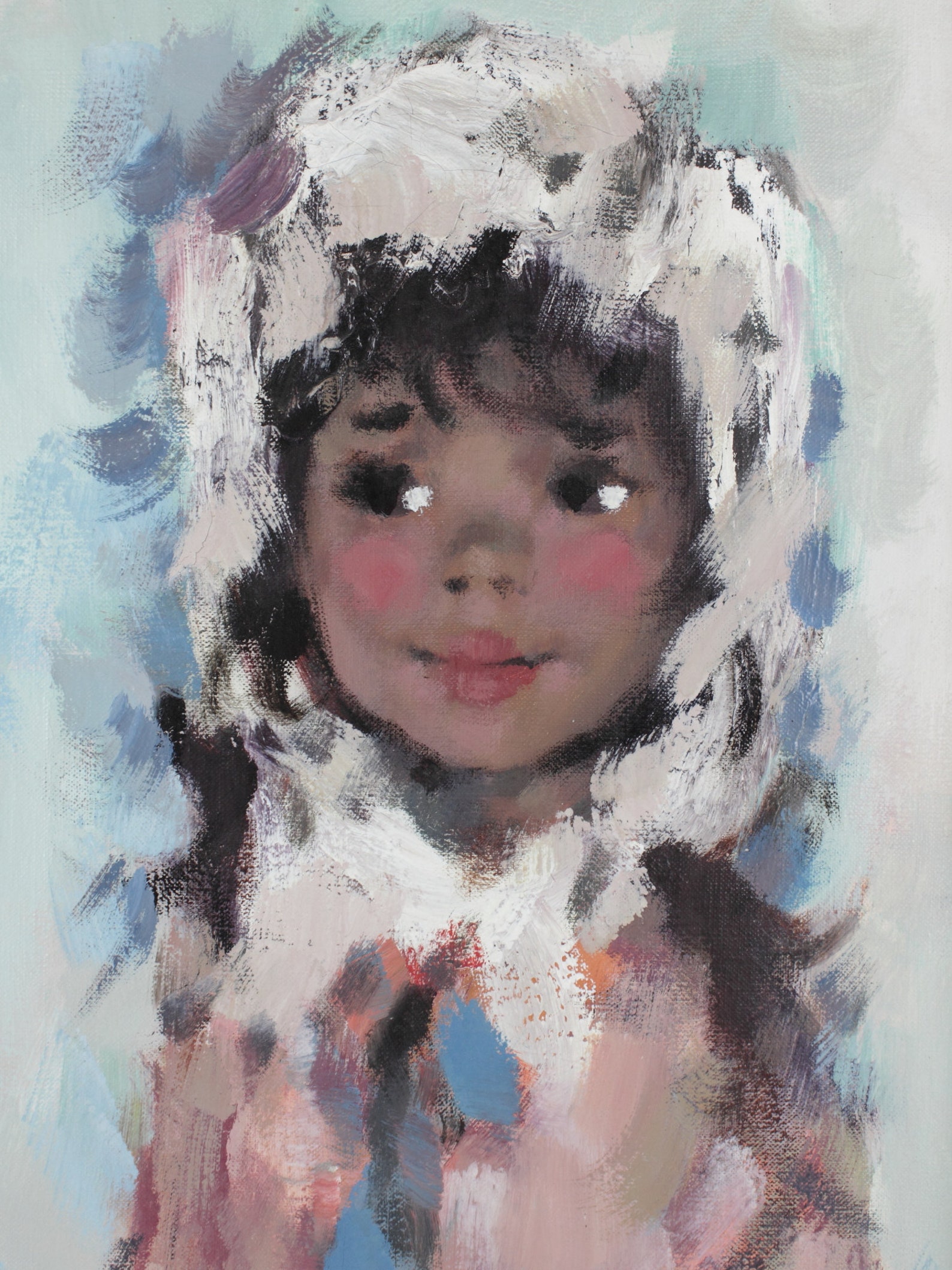 Koros 50s-60s Oil Painting, Young Inuit Girl, West Germany, Mid Century ...