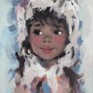 Koros 50s-60s Oil Painting, Young Inuit Girl, West Germany, Mid Century ...