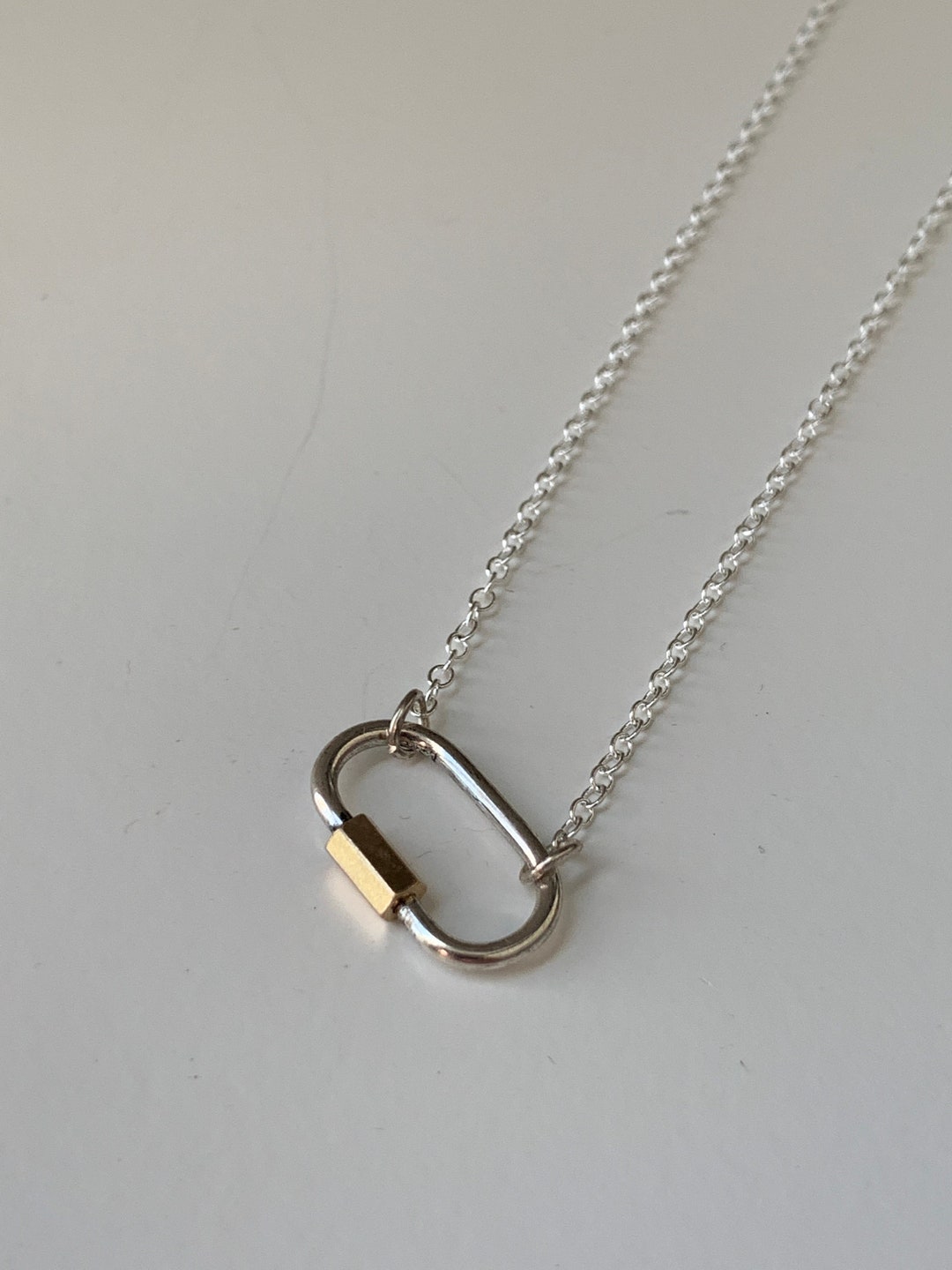Silver and Gold Miniature Carabiner Necklace - Etsy