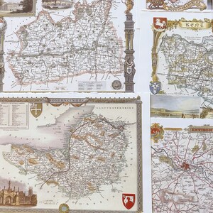 Large Vintage County Maps of Old England - Etsy