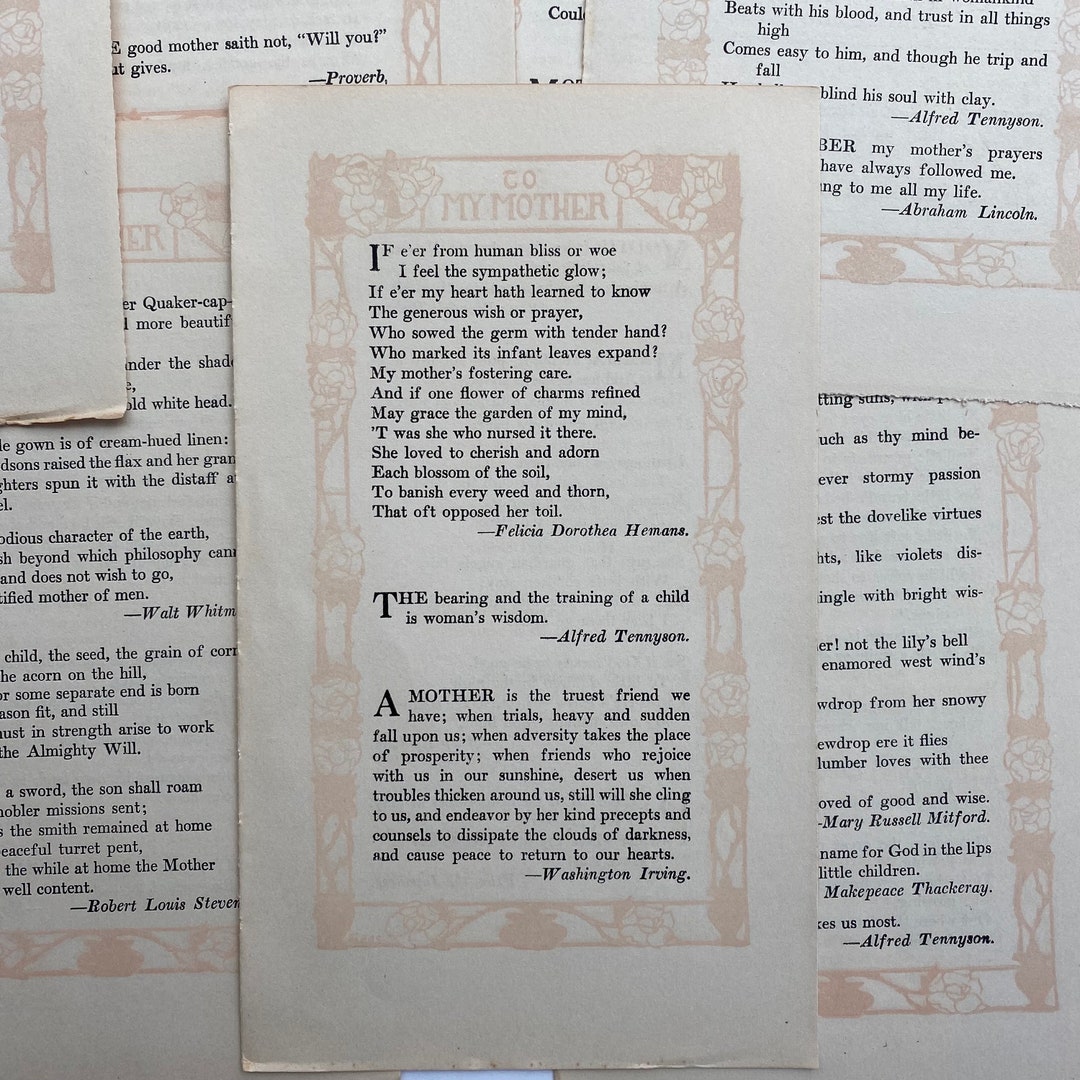 1912 Motherhood Poem Pages: Vintage Ephemera for Junk Journals - Etsy