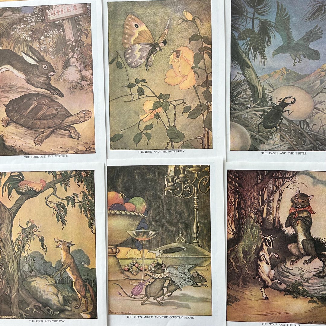 Vintage Aesop Fables Illustrations, the Aesop for Children Vintage ...