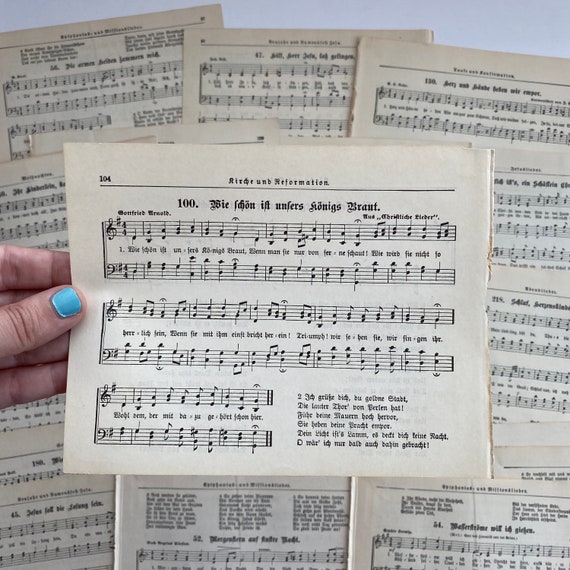 1896 Antique German Hymnal Sheet Music for Paper Crafting - Etsy