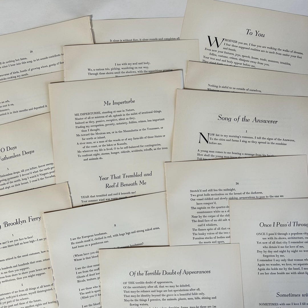 1940 Walt Whitman Poetry Pages: Antique Book Ephemera for Collage - Etsy