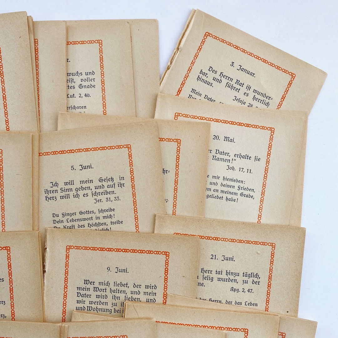Antique Gilded German Bible Verse Pages, Vintage Bible Ephemera for ...