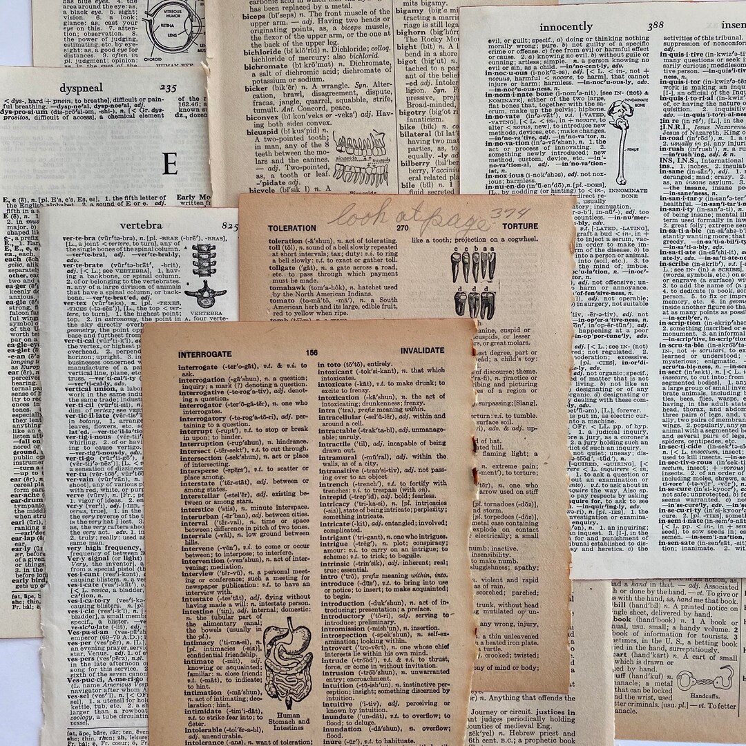 Antique Medical Illustration Dictionary Pages for Collage ...
