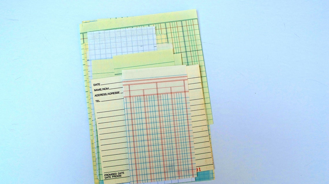 25 Piece Vintage Ledger Paper Scrap Pack - Etsy