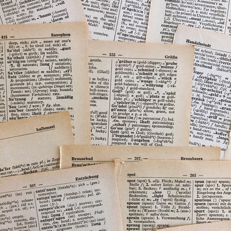 1954 Mini German Dictionary Pages 25 Vintage German - Etsy