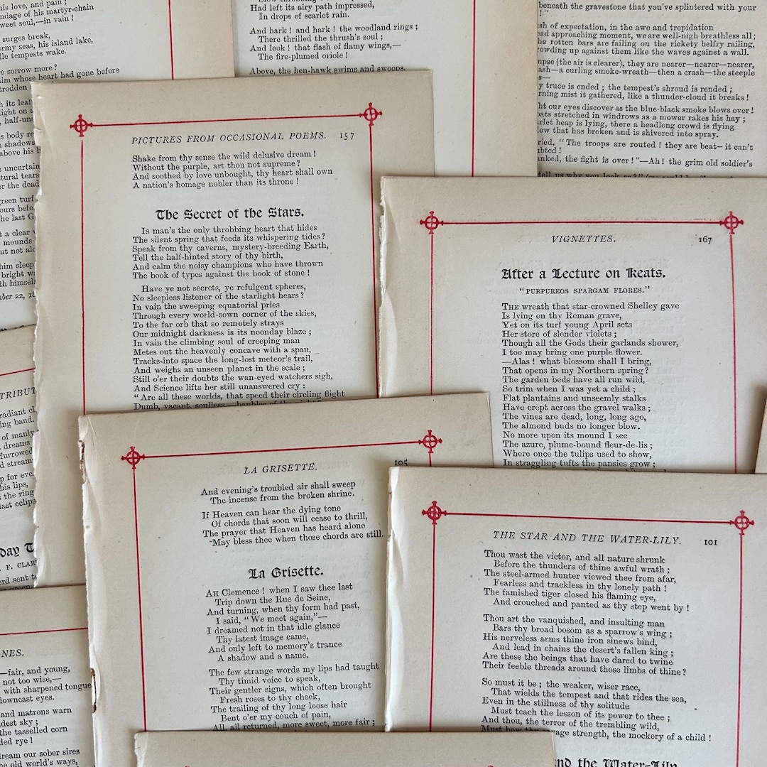 Antique 1862 Poetry Book Pages, Antique Poetry Ephemera - Etsy