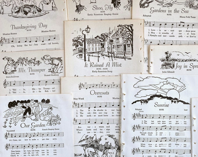 1947 Illustrated Childrens School Song Book Pages Vintage - Etsy