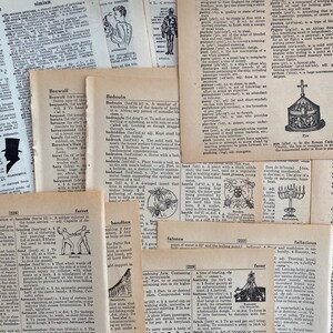 Antique Illustrated Dictionary Pages: Vintage Paper Crafting Ephemera ...