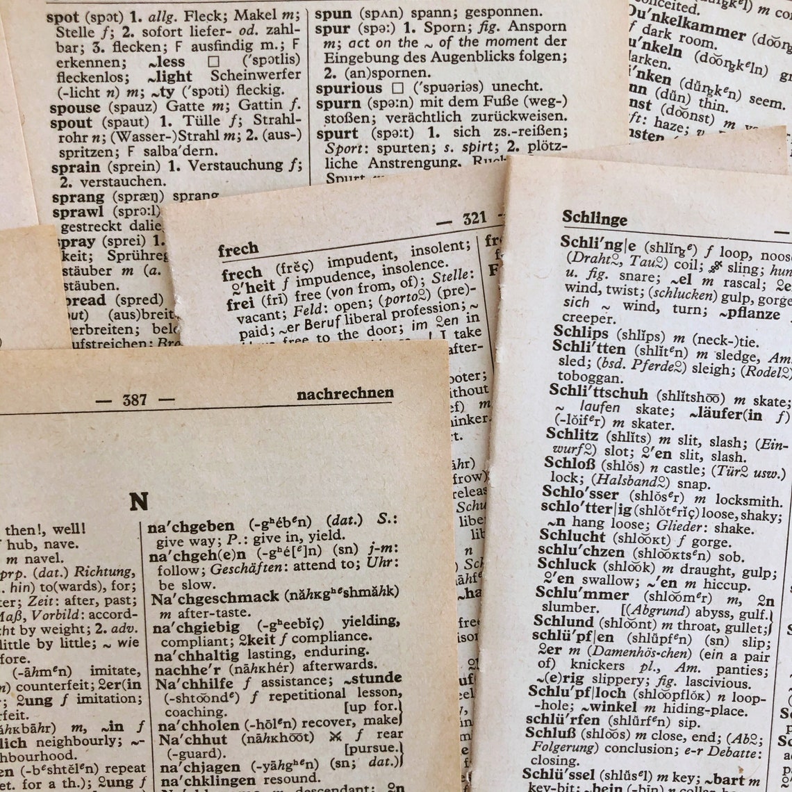 1954 Mini German Dictionary Pages 25 Vintage German - Etsy