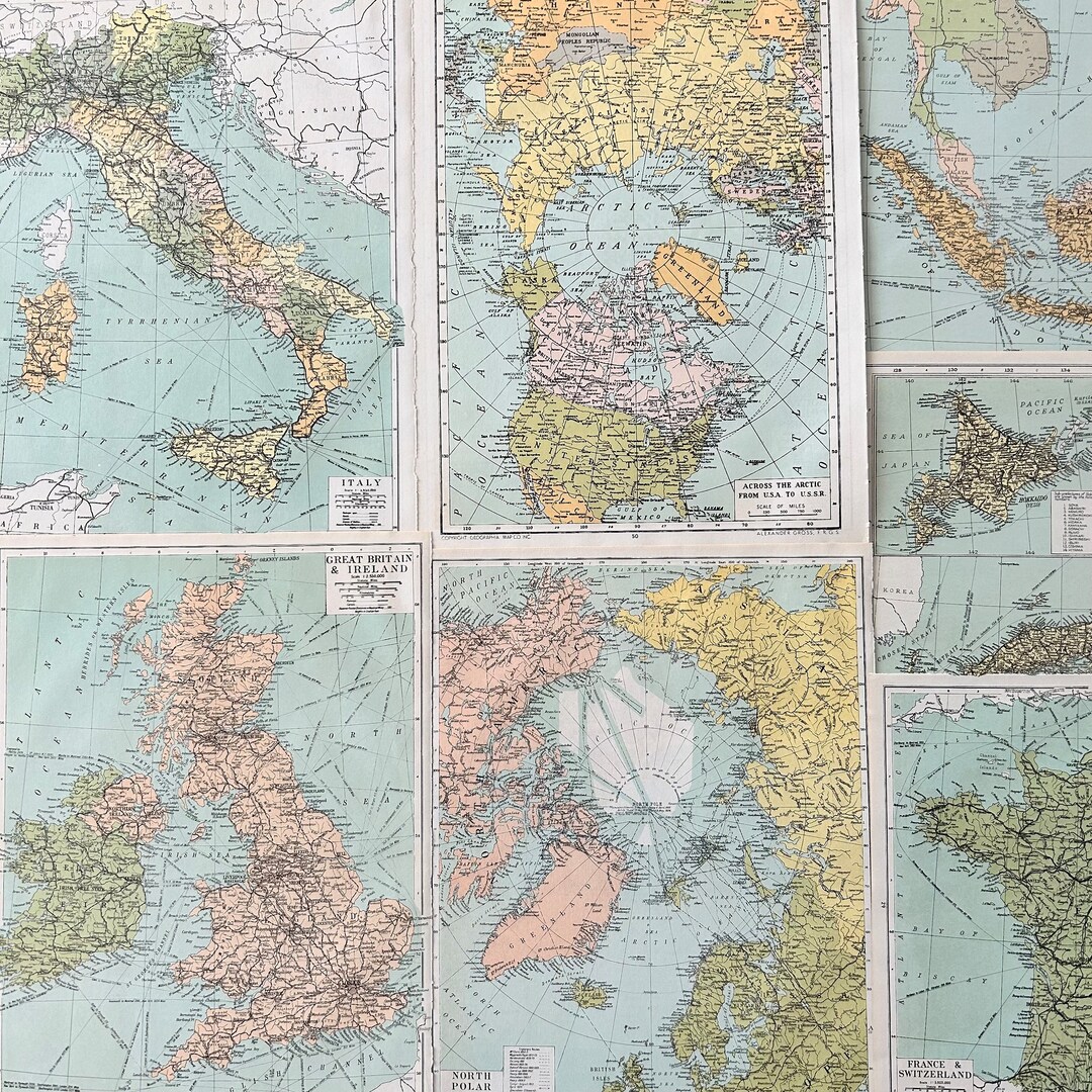 Large Antique Maps, Vintage Maps, Antique Maps, Vintage Map Collage ...