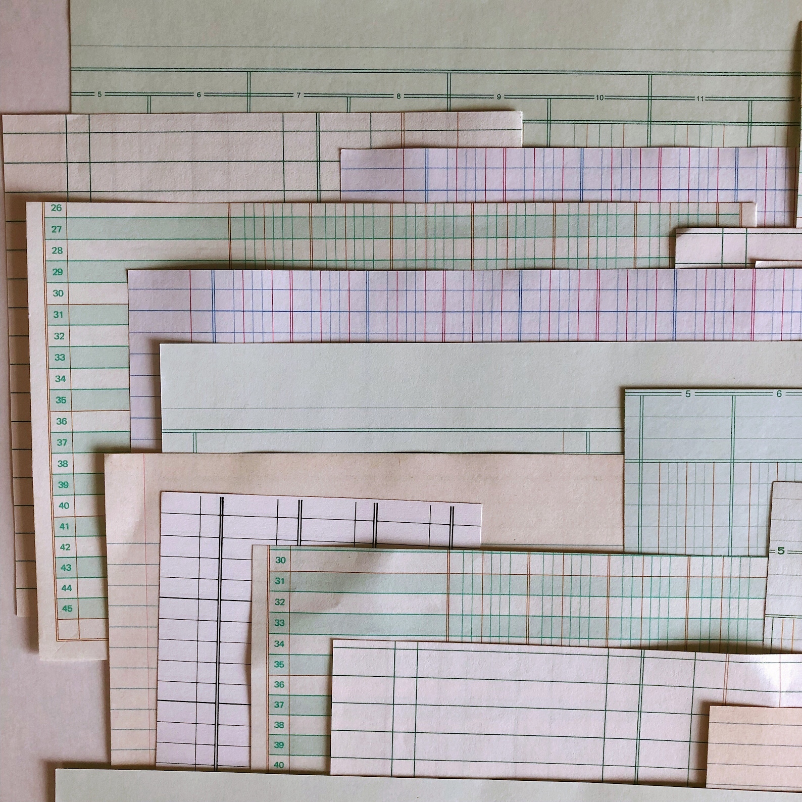 25 Piece Vintage Ledger Paper Scrap Pack - Etsy