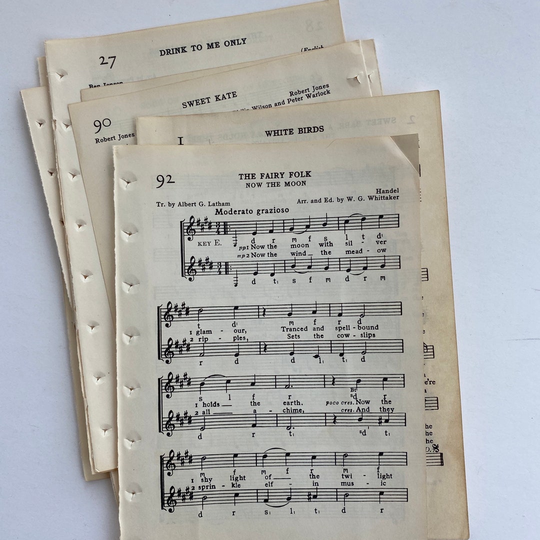 Vintage 1941 School Song Book Pages, Children’s Sheet Music for Paper ...