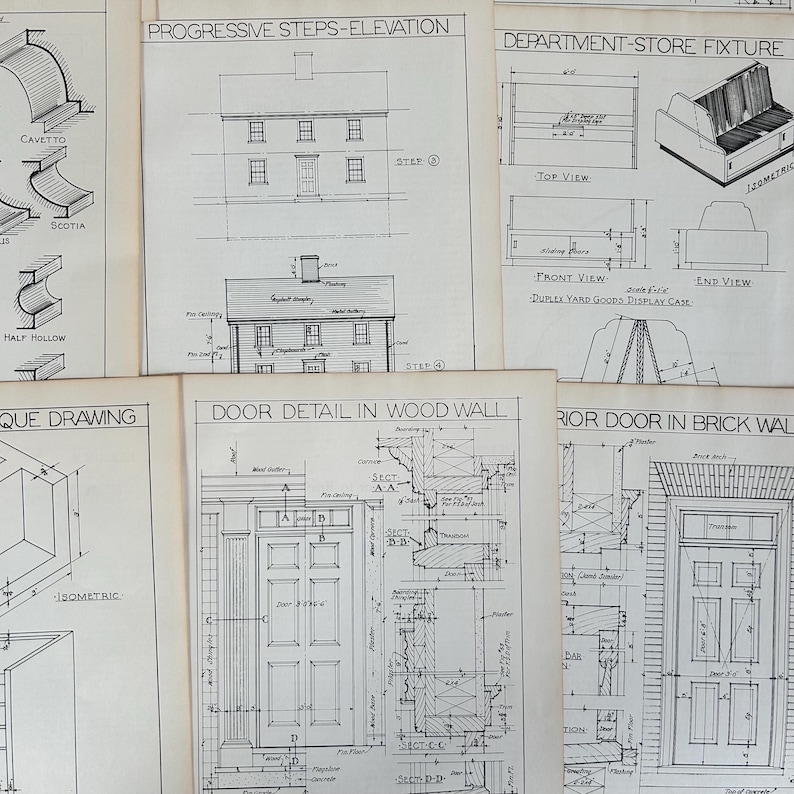 1949 Architectural Drawings for the Building Trades Pages - Etsy