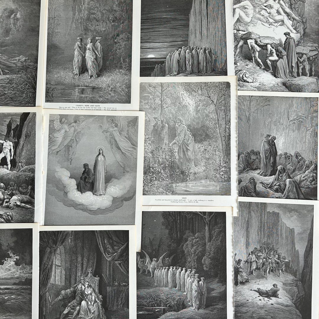 Vintage Illustrated Dante Alighieri the Divine Comedy Pages, Dante’s ...