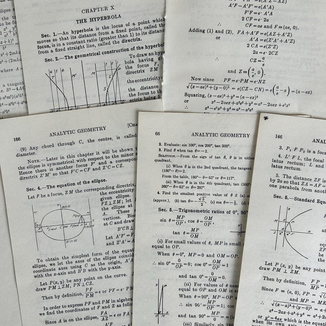 1956 Vintage Mathematics Pages, Antique Pages for Collage Junk ...