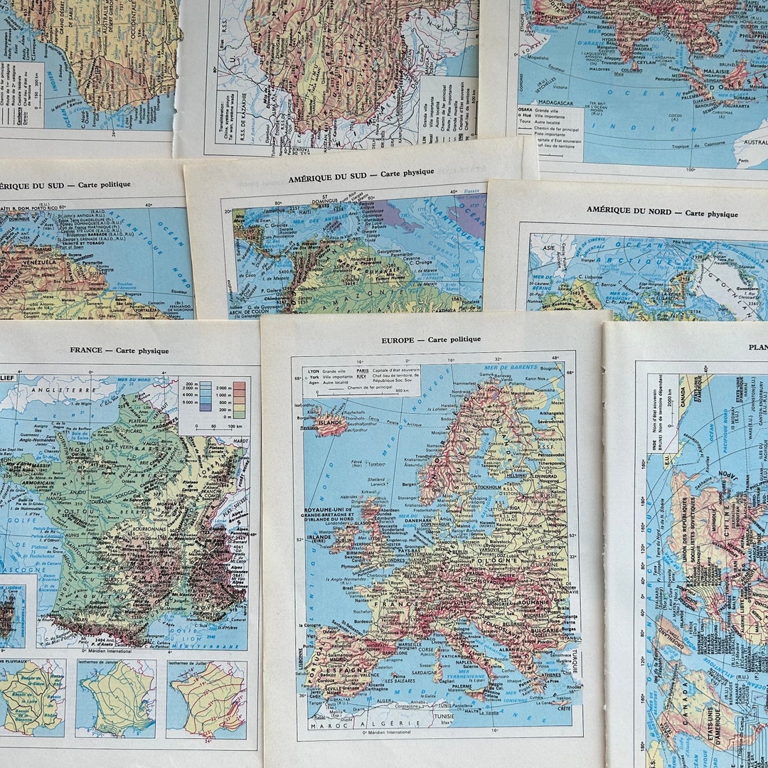 Vintage French Maps, Antique Maps, Vintage Map Collage Papers - Etsy