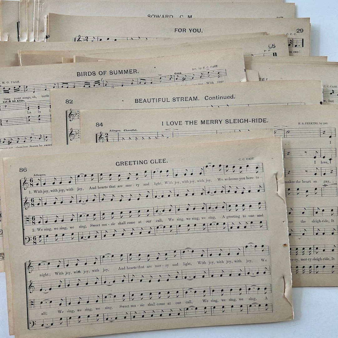 1889 Antique Sheet Music Pyramid of Song for Paper Crafting, Landscape ...