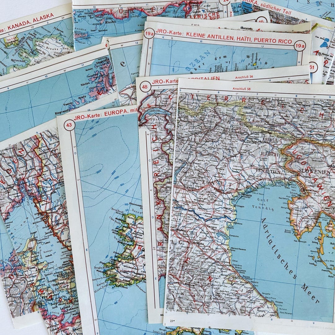 Vintage German Maps, Antique Maps, Vintage Map Collage Papers - Etsy