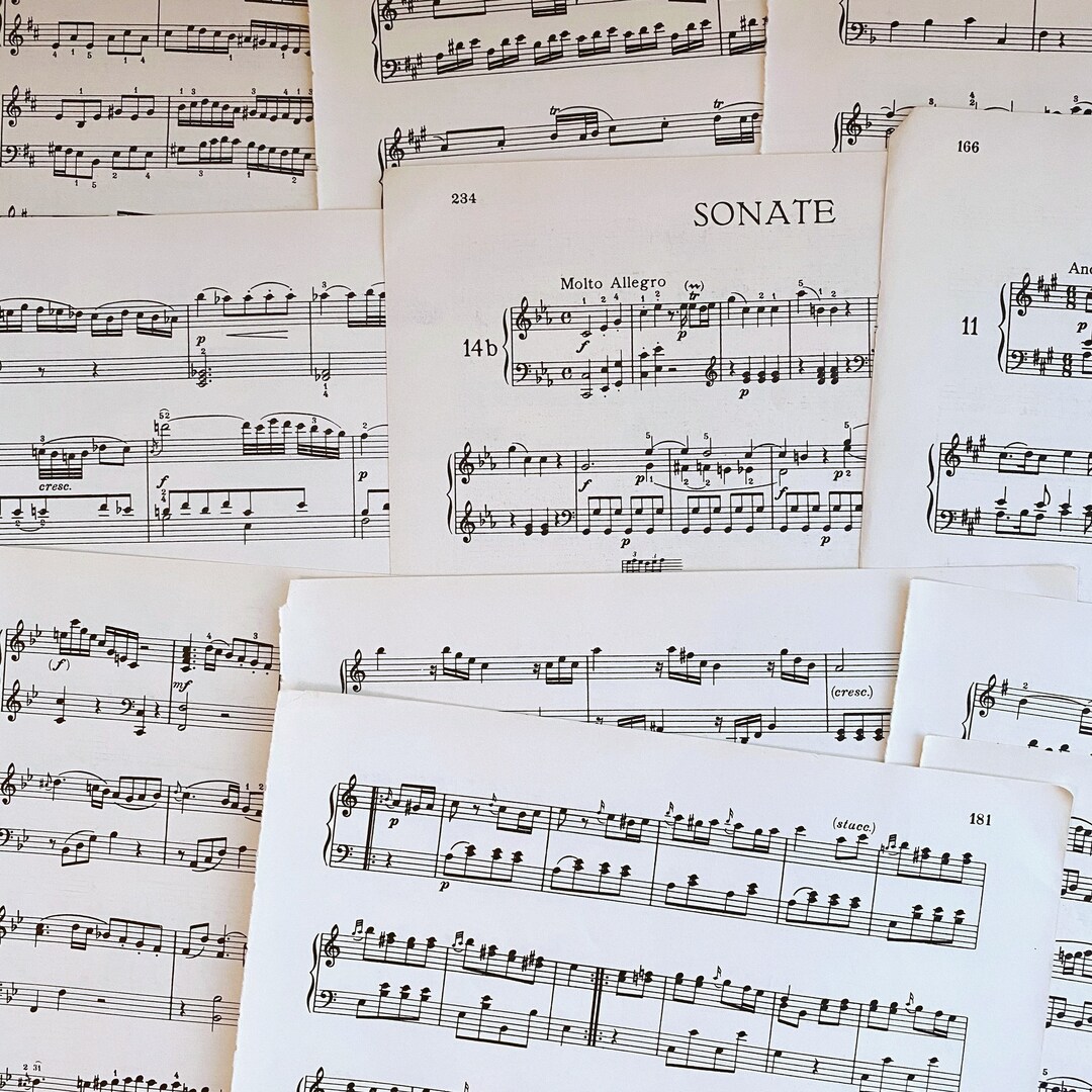 Antique Mozart Sheet Music for Paper Crafting, Junk Journals, Smash ...