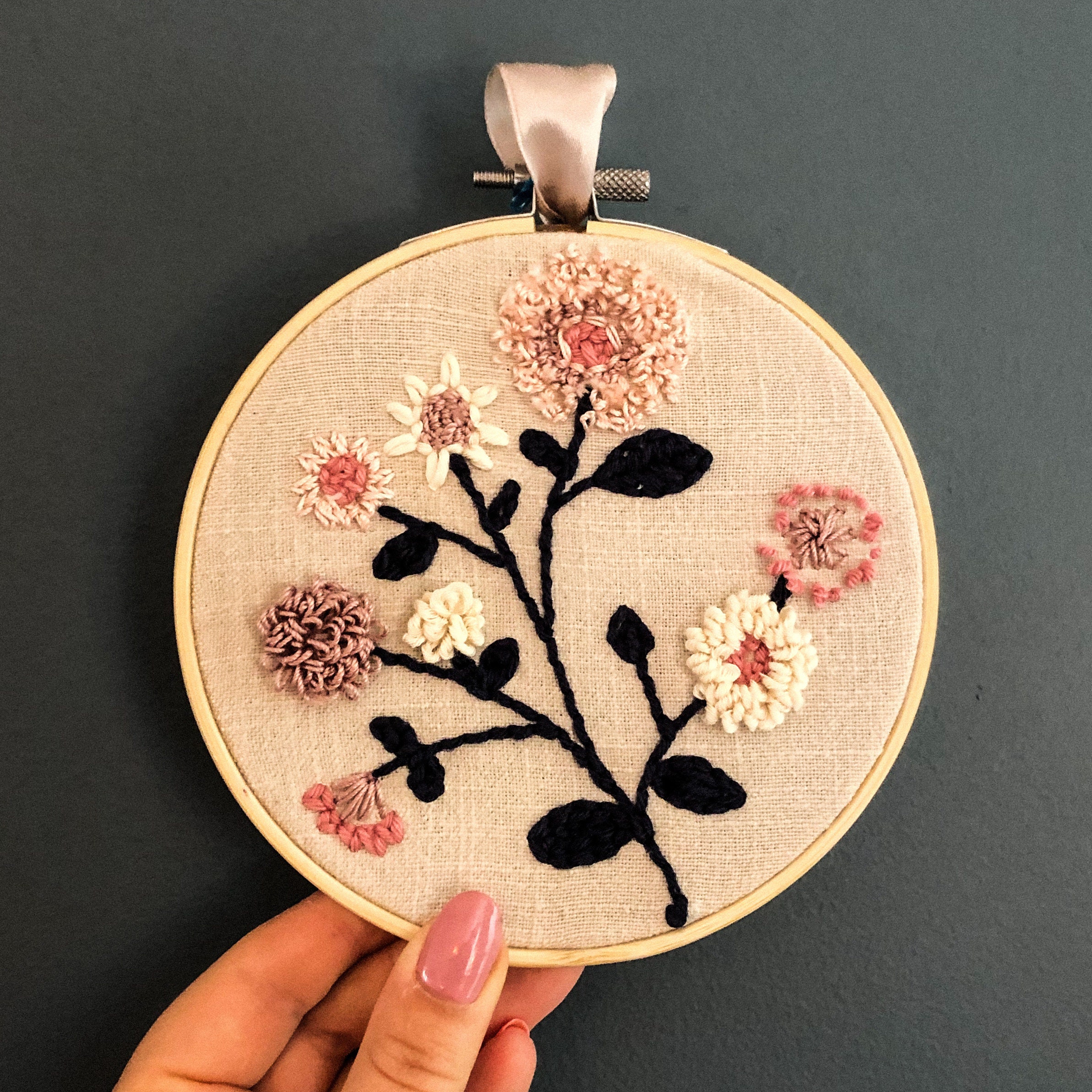 Pretty Pink Flowers Needle Punch Embroidery - Etsy UK
