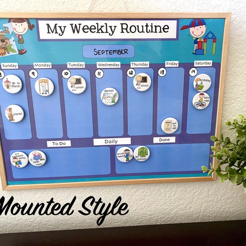Weekly Kids Magnet Calendar Schedule Activity & Chore Chart - Etsy