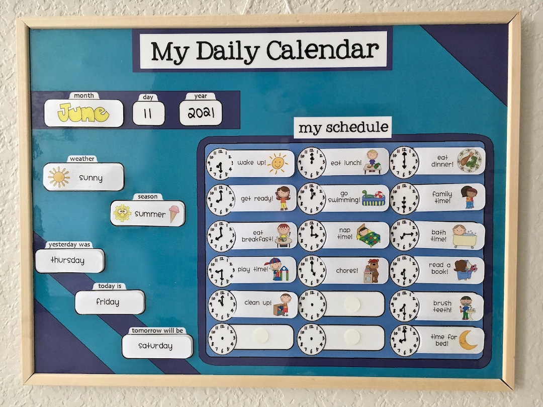 Daily Kids Calendar, Schedule, Activity & Chore Chart - Personalized ...