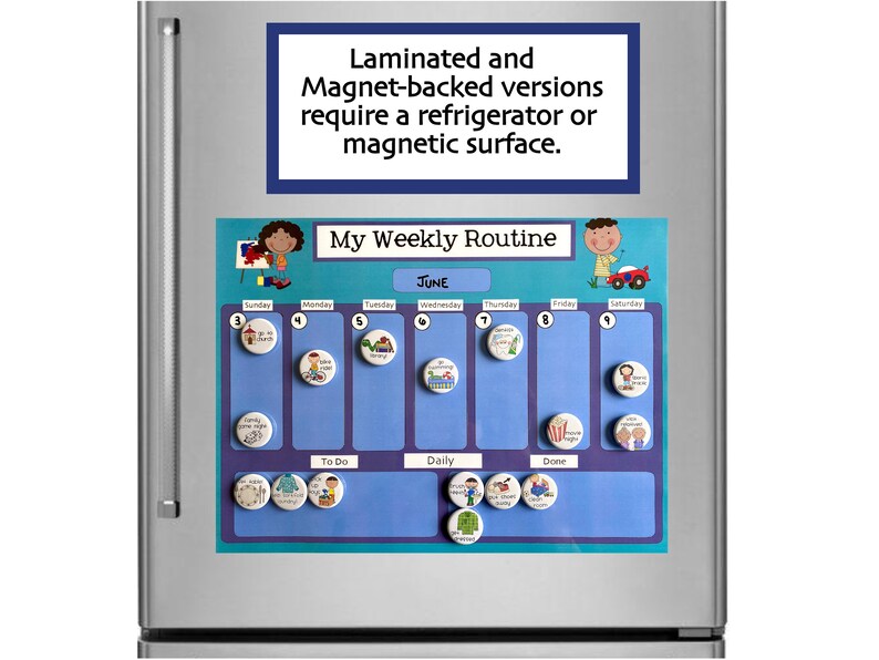 Weekly Routine Kids Magnet Calendar Schedule Activity & - Etsy