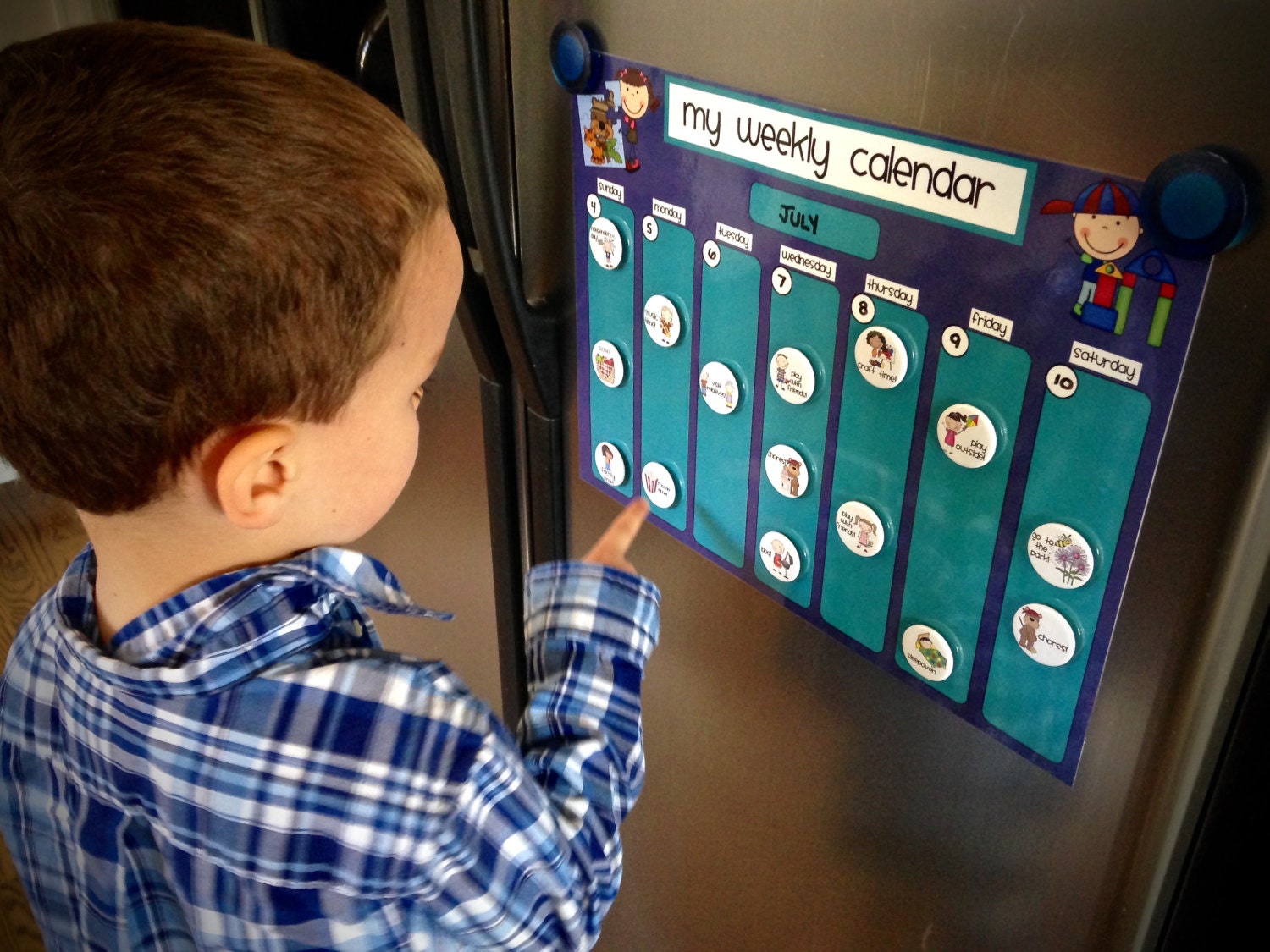 Weekly Kids Magnet Calendar Schedule Activity & Chore Chart | Etsy