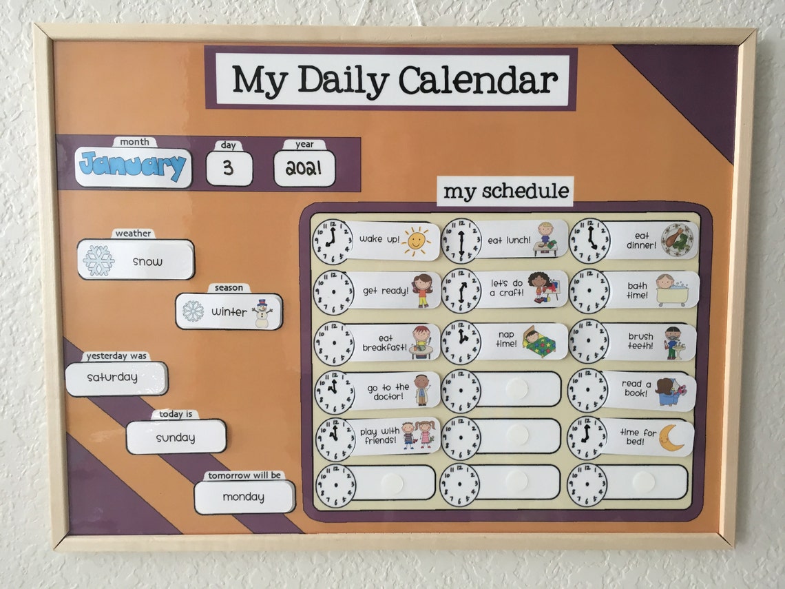Daily Kids Calendar Schedule Activity & Chore Chart | Etsy