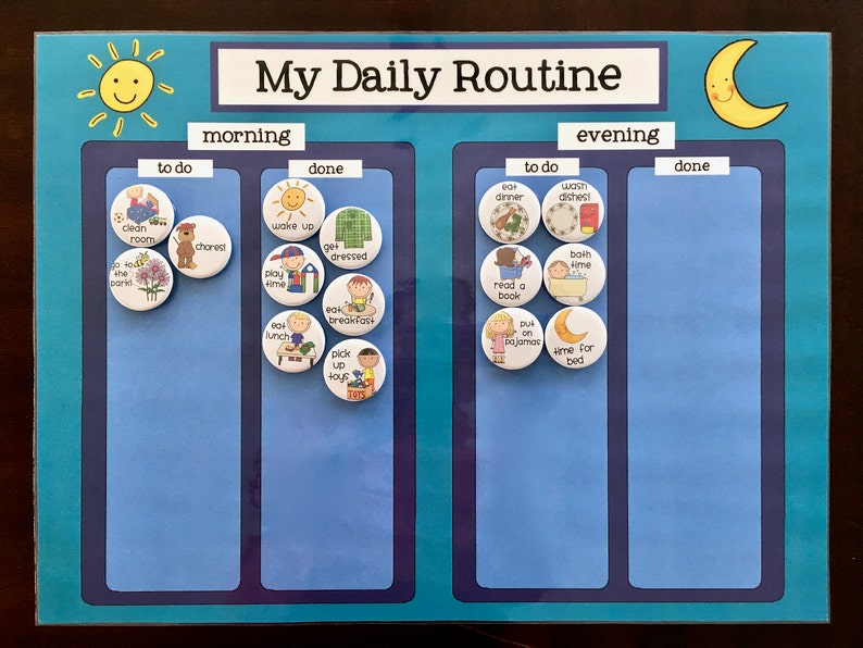 Kids Magnet Chore Board Daily Routine Task Chart | Etsy