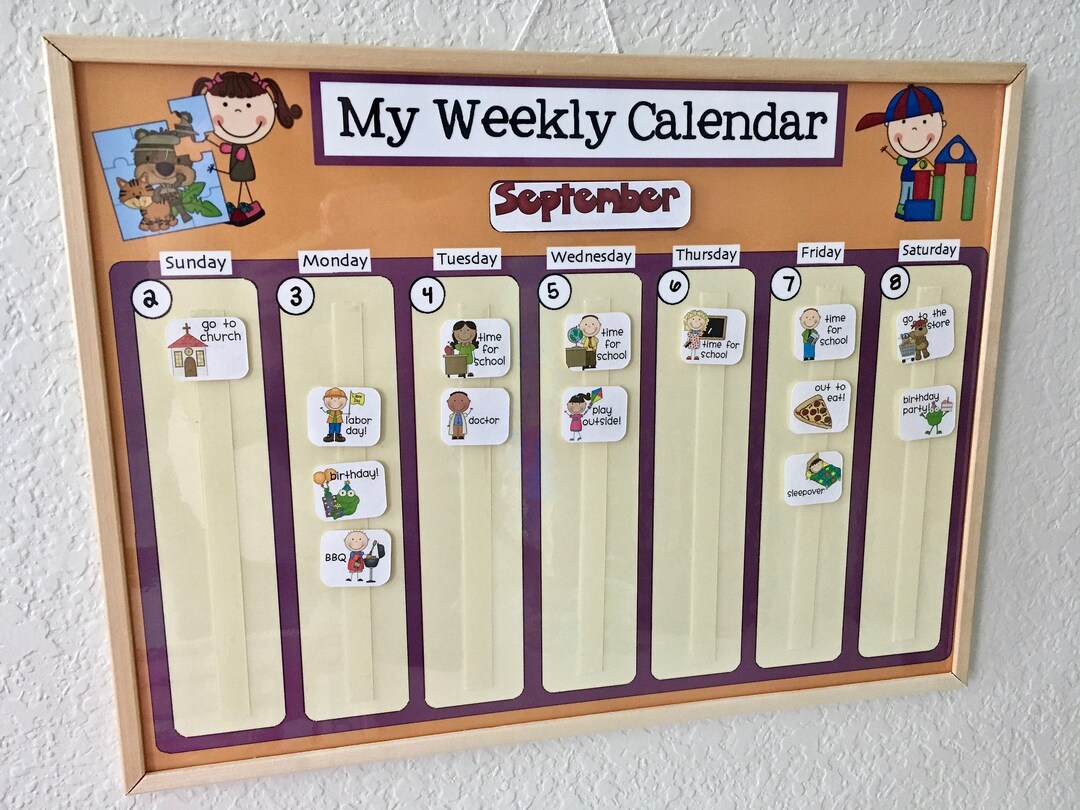 Weekly Kids Calendar, Schedule, Activity & Chore Chart - Personalized ...