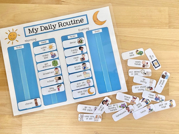 Calendar & Chore Chart Kids Daily Printable Routine Chart and Tiles ...